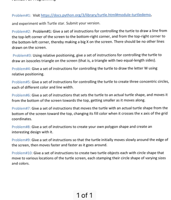 Solved Problem#1: Visit https://docs.python.org/3 | Chegg.com