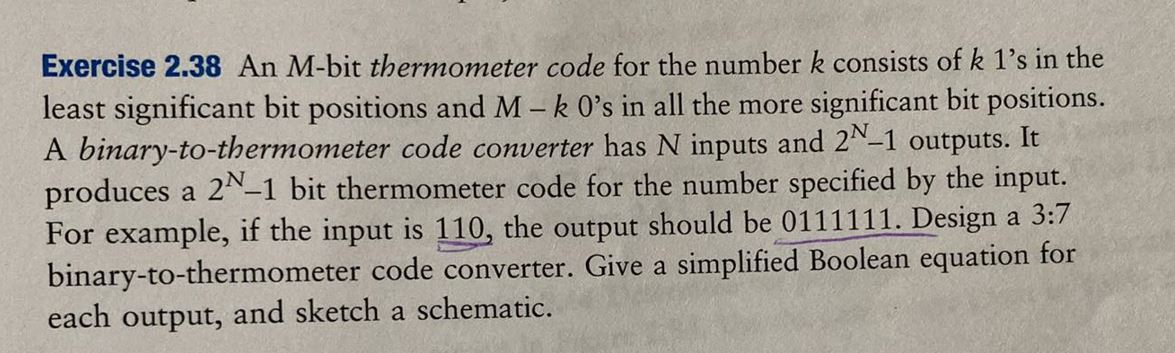 Solved Exercise 2 38 An M Bit Thermometer Code For The
