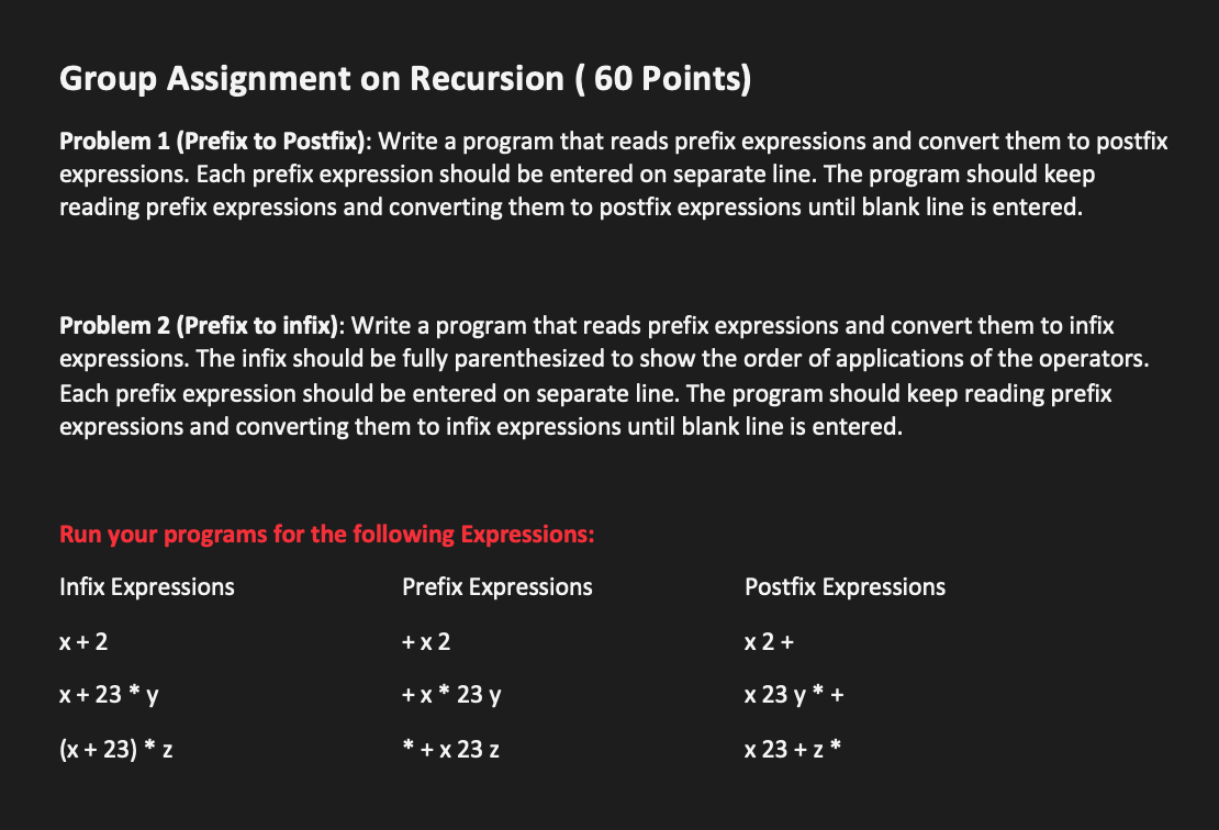 Solved Problem 1 Prefix To Postfix Write A Program That 7970