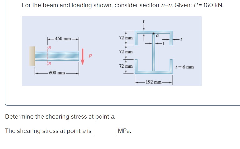 [Solved]: For the beam and loading shown, consider section