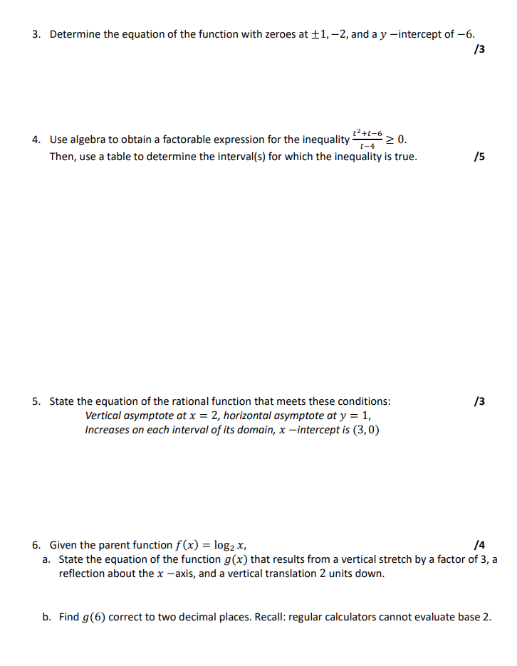 Solved Determine the equation of the function with zeroes at | Chegg.com