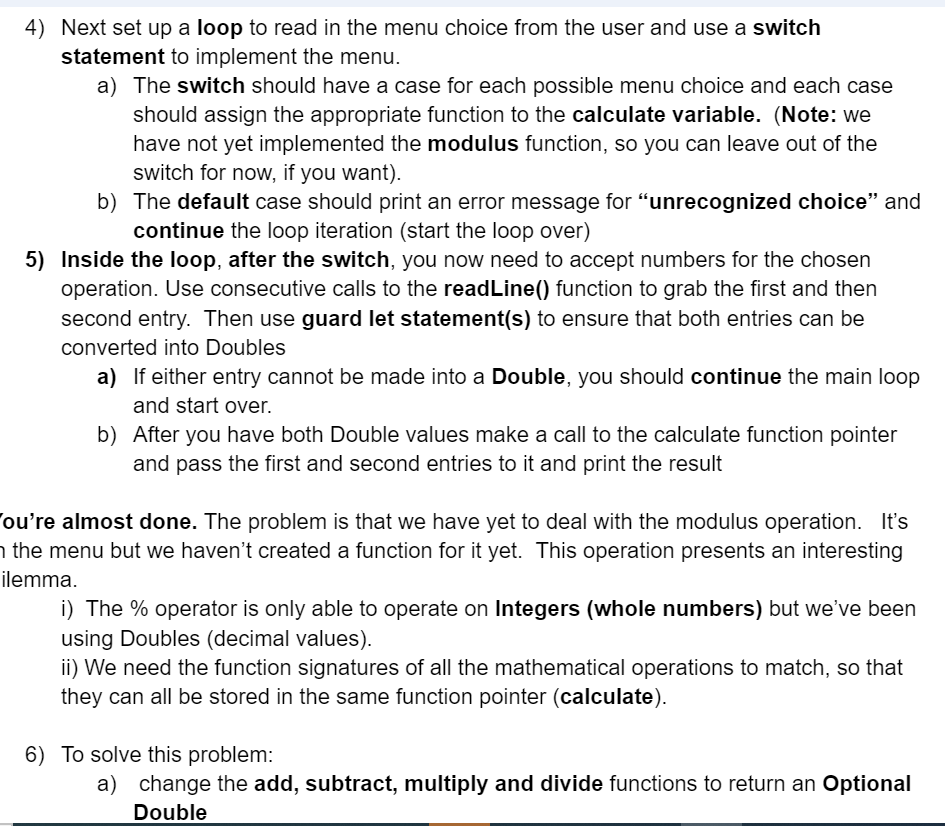 Solved 4) Next set up a loop to read in the menu choice from | Chegg.com