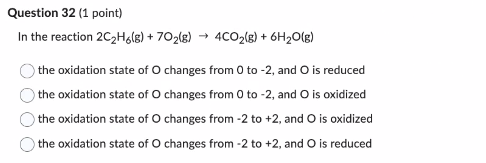 Solved In the reaction 2C2H6( g)+7O2( g)→4CO2( g)+6H2O(g) | Chegg.com