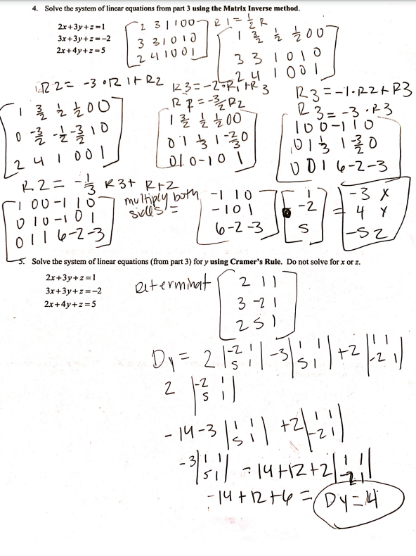 Solved 4. Solve the system of lincar equations from part 3 | Chegg.com