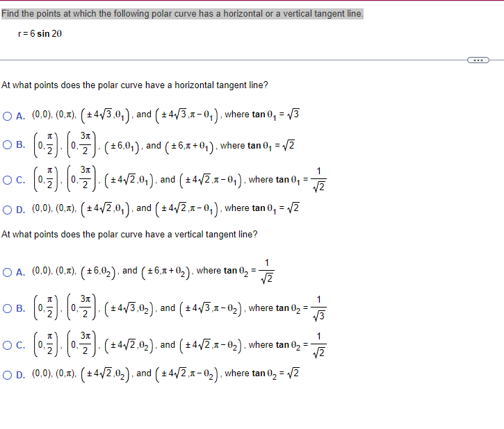 Solved Find the points at which the following polar curve | Chegg.com