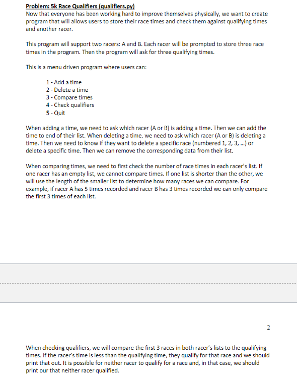 Solved Program Specification: Compare times If the user | Chegg.com