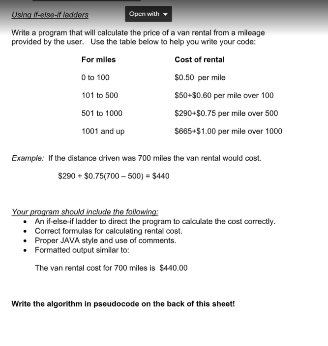 Solved Using if-else-if ladders Open with Write a program | Chegg.com