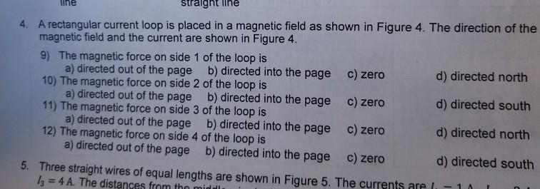 Solved lne straight lihe 4. A rectangular current loop is | Chegg.com