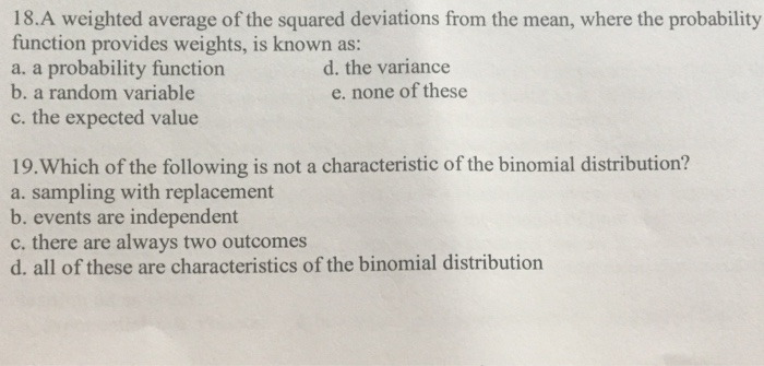 Solved A weighted average of the squared deviations from the | Chegg.com