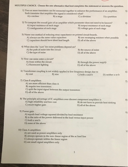 Solved MULTIPLE CHOICE. Choose the one alternative that best | Chegg.com