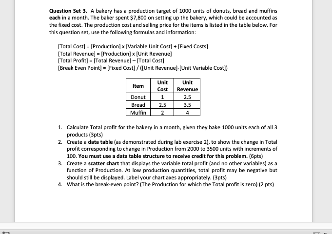 Solved Question Set 3. A bakery has a production target of | Chegg.com