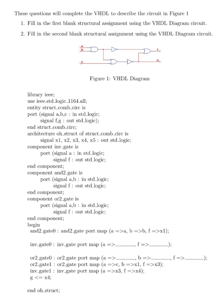 Solved These questions will complete the VHDL to describe | Chegg.com