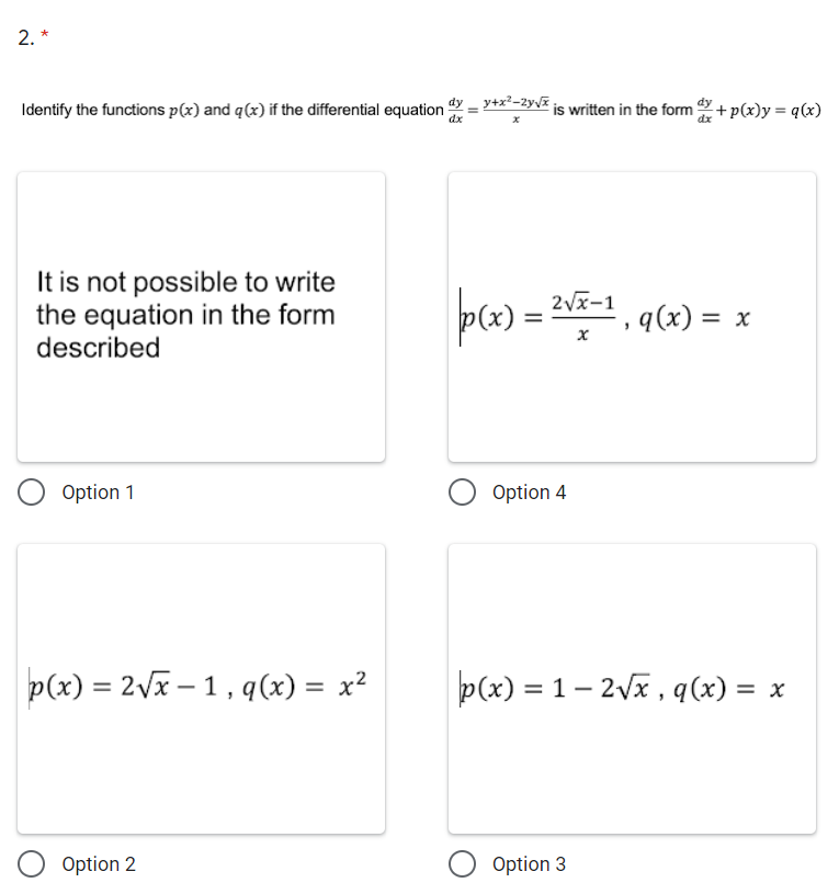 Solved 2. * Identify the functions p(x) and q(x) if the | Chegg.com