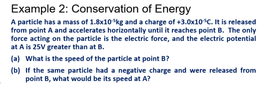 Solved Example 2: Conservation of Energy A particle has a | Chegg.com