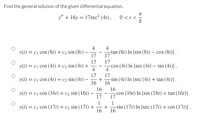 Solved Find the general solution of the given differential | Chegg.com