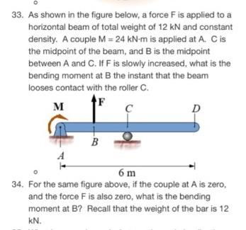 Solved 33. As shown in the figure below, a force Fis applied | Chegg.com