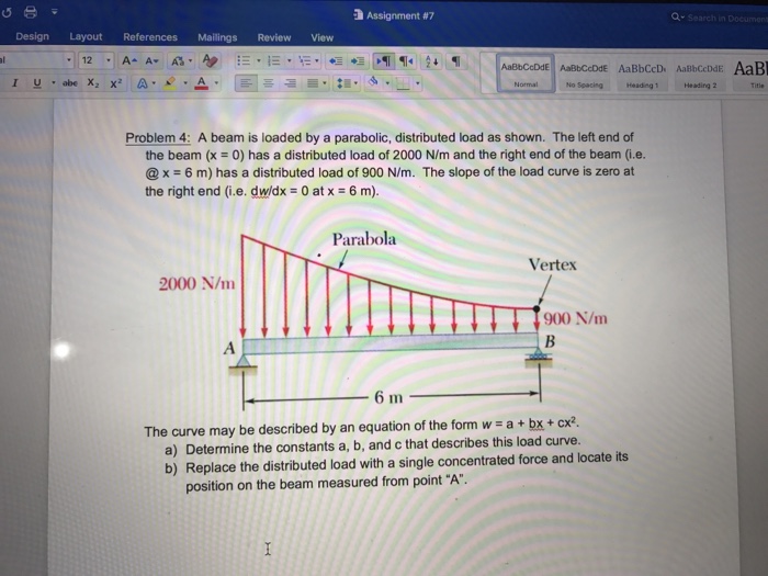 Solved A beam is loaded by a parabolic, distributed load as | Chegg.com