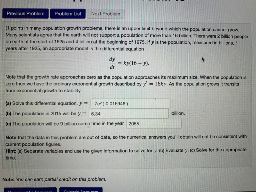 Solved In many population growth problems, there is an upper | Chegg.com