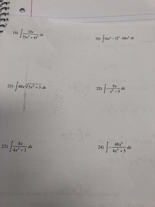Solved 19)「3x2 +4) 20) (4x -3)5.80x3 d 21) 40x 5x2+3 dr | Chegg.com