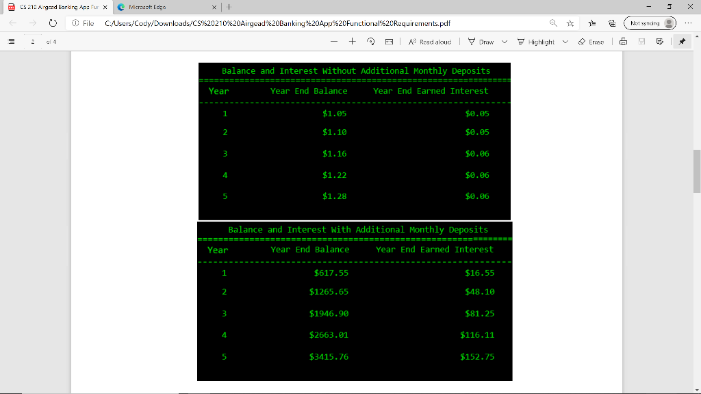 Airgead Banking App Functional Requirements 1