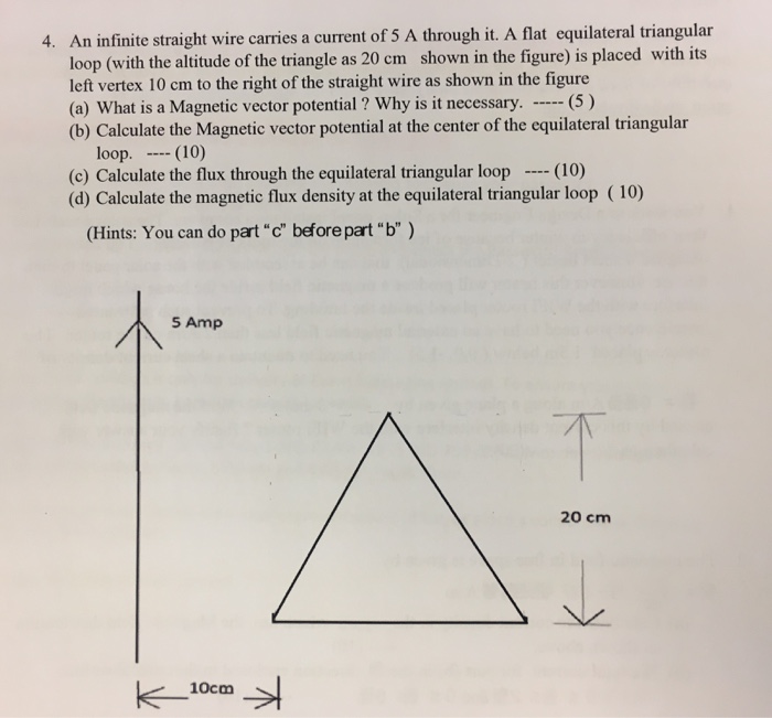 Solved An infinite straight wire carries a current of 5 A | Chegg.com