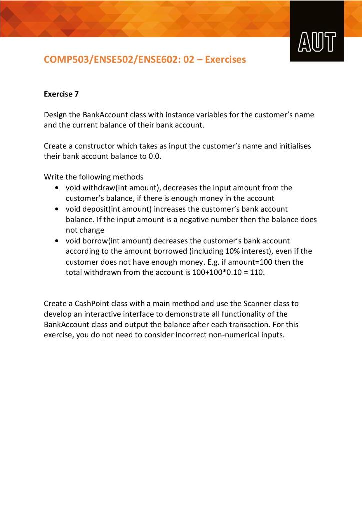 Solved AUT COMP503/ENSE502/ENSE602:02 - Exercises Exercise 1 | Chegg.com