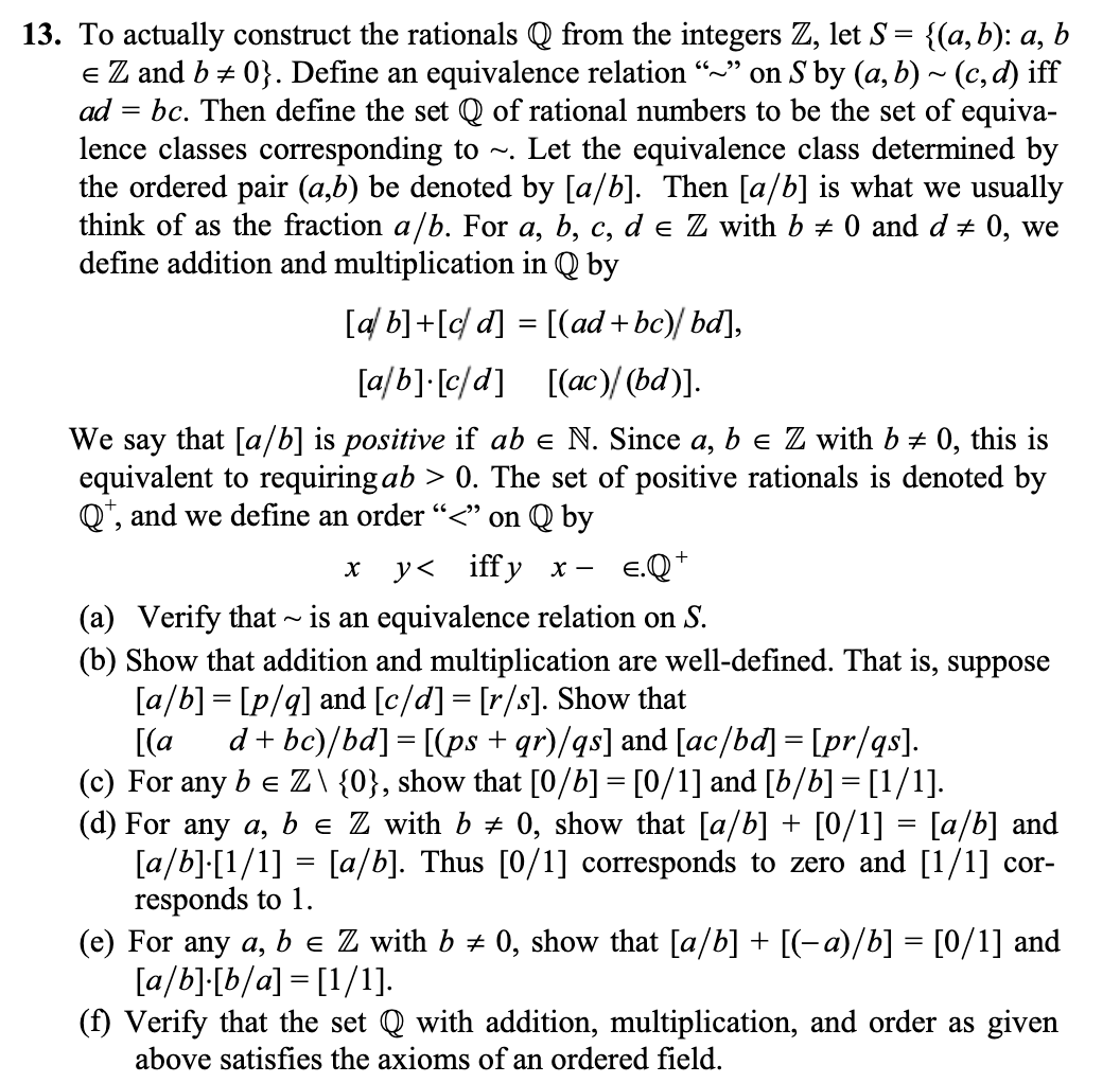 Solved To actually construct the rationals Q from the | Chegg.com