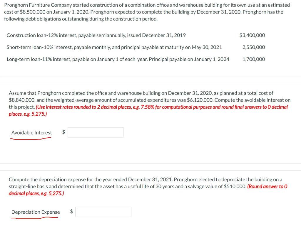 Solved Pronghorn Furniture Company started construction of a | Chegg.com
