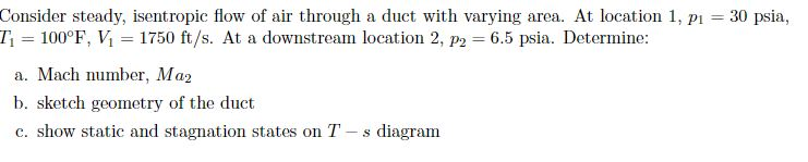 Solved Consider steady, isentropic flow of air through a | Chegg.com