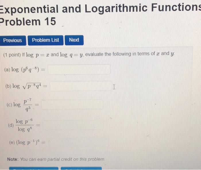 Solved Previous Problem List Next (1 point) Use the Laws of | Chegg.com