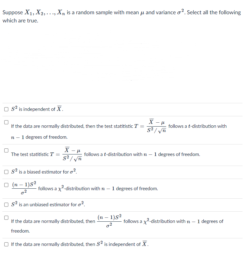 Solved Suppose X1, X2, ..., Xn is a random sample with mean | Chegg.com