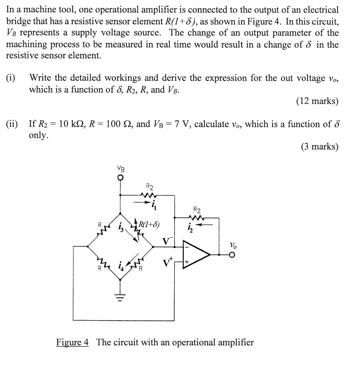 Solved In a machine tool, one operational amplifier is | Chegg.com