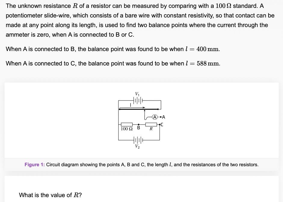 Solved The unknown resistance R of a resistor can be | Chegg.com