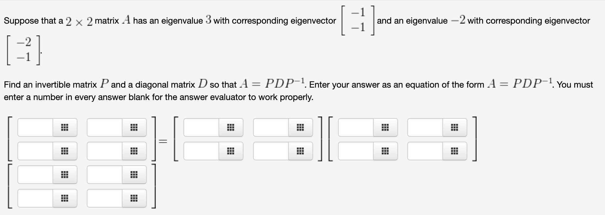 Solved Suppose That A 2×2 Matrix A Has An Eigenvalue 3 With 1642