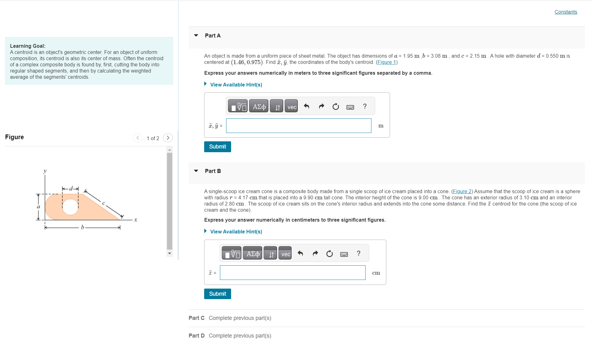 Solved Learning Goal A Centroid Is An Objects Geometric