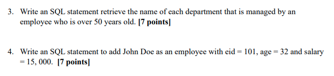 Solved Given the following relational database schema: | Chegg.com