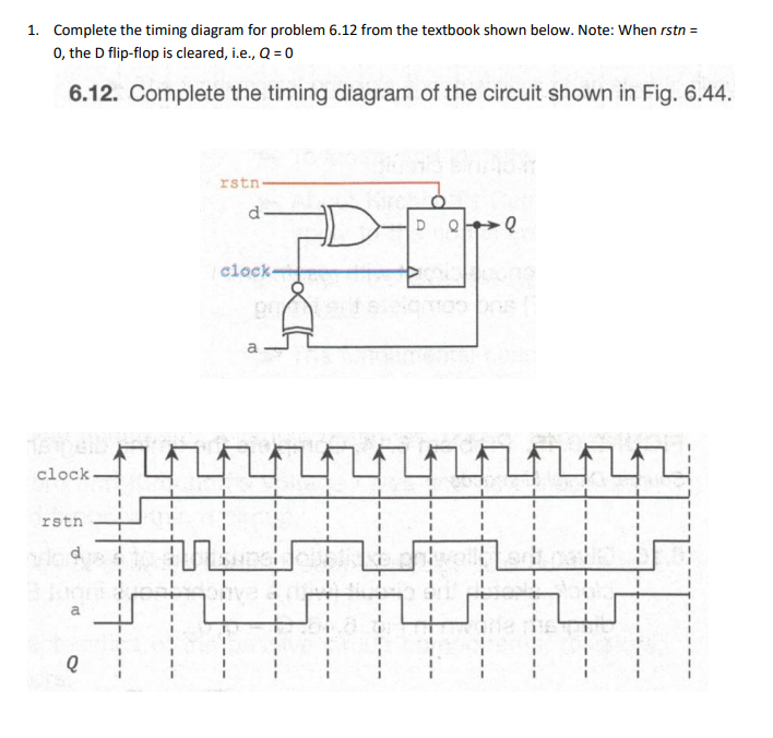 Solved Complete the timing diagram for problem 6.12 from the | Chegg.com