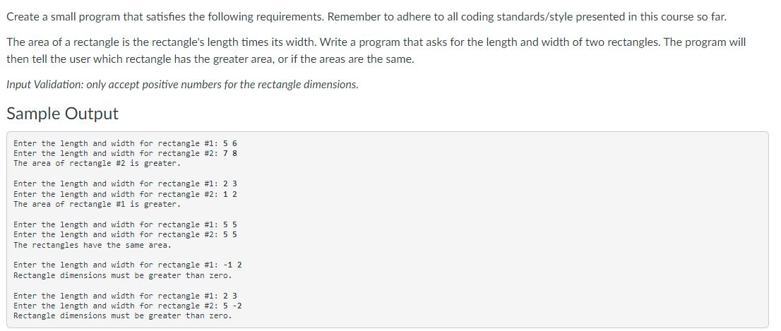 Solved Create a small program that satisfies the following | Chegg.com