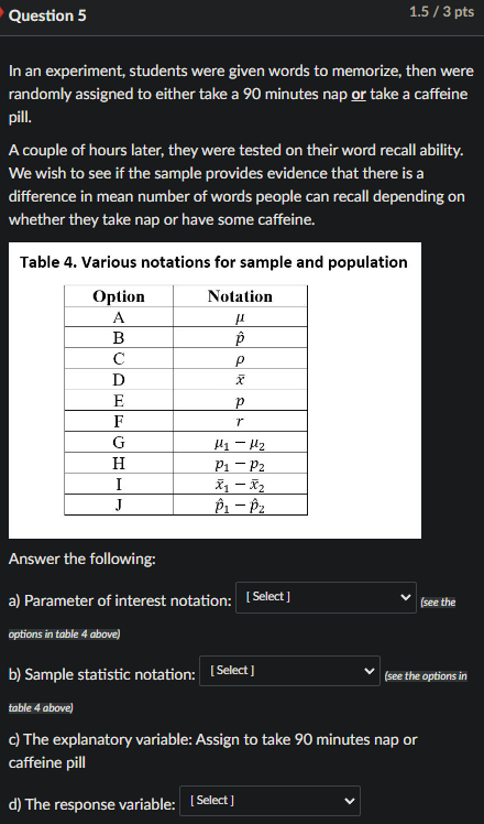 Solved Question 5In an experiment, students were given words | Chegg.com