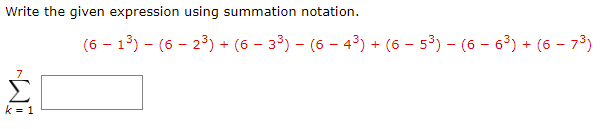 Solved Write the given expression using summation notation. | Chegg.com