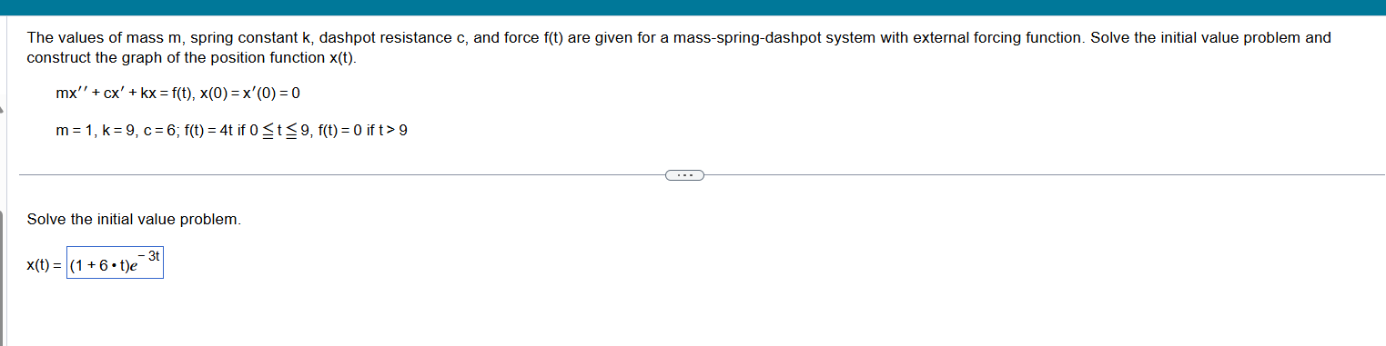 Solved The values of mass m, ﻿spring constant k, ﻿dashpot | Chegg.com