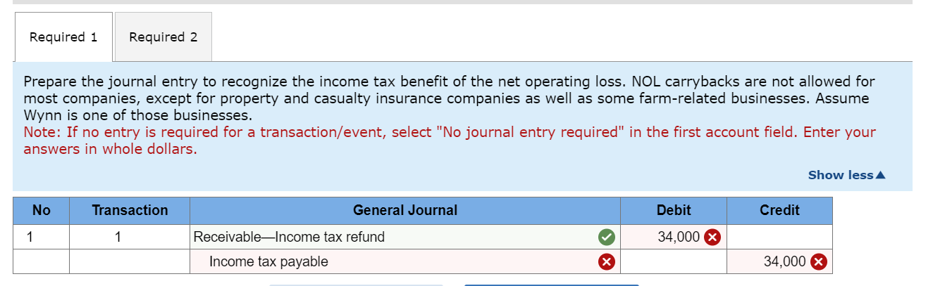 Solved Exercise 16-25 (Algo) Net operating loss carryback; | Chegg.com