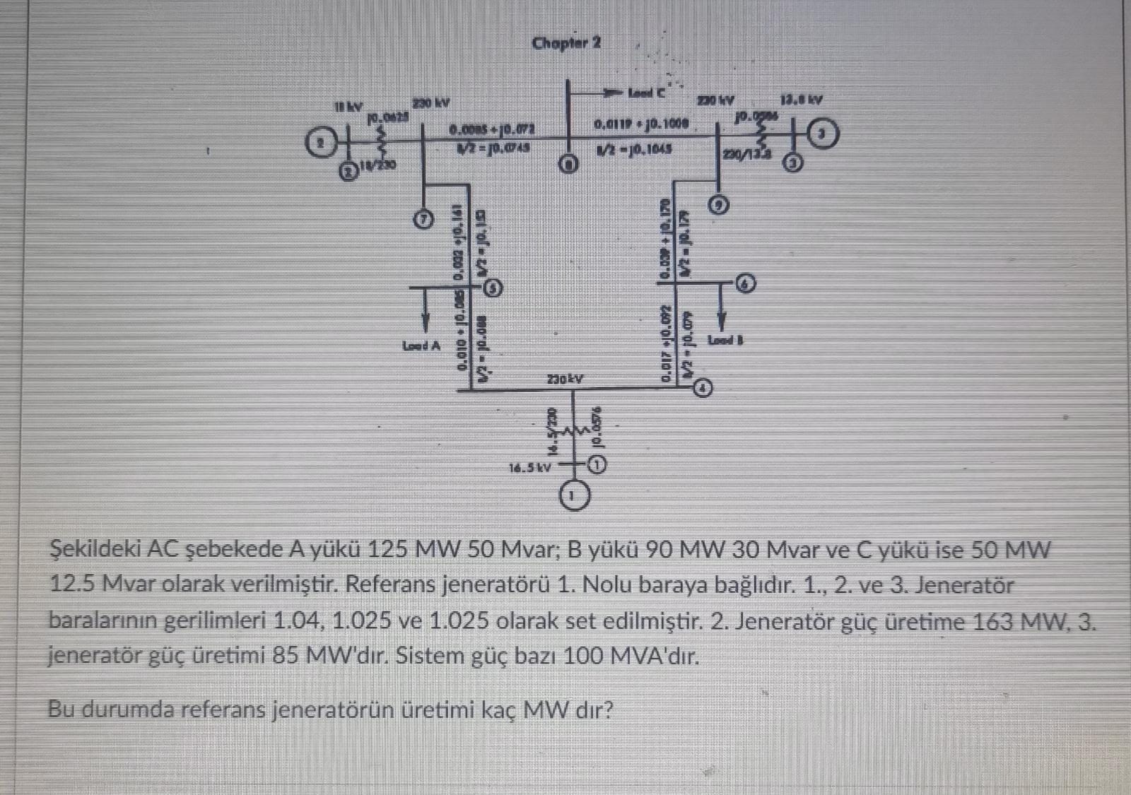 Şekildeki AC şebekede A yükü 125 MW 50 Mvar; B yükü | Chegg.com