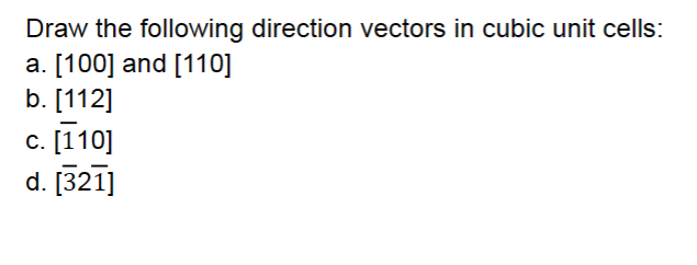 Solved Draw the following direction vectors in cubic unit | Chegg.com