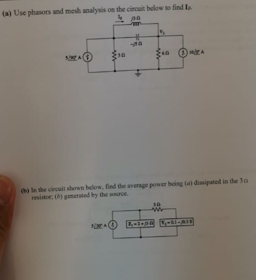 Solved (a) Use phasors and mesh analysis on the circuit | Chegg.com