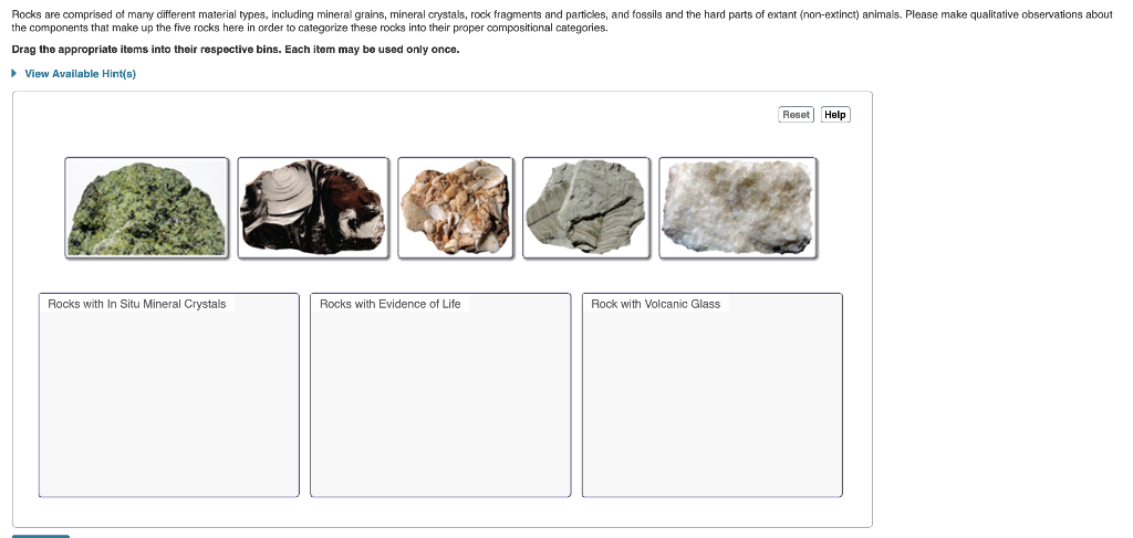 Rocks are comprised of many different material types, | Chegg.com