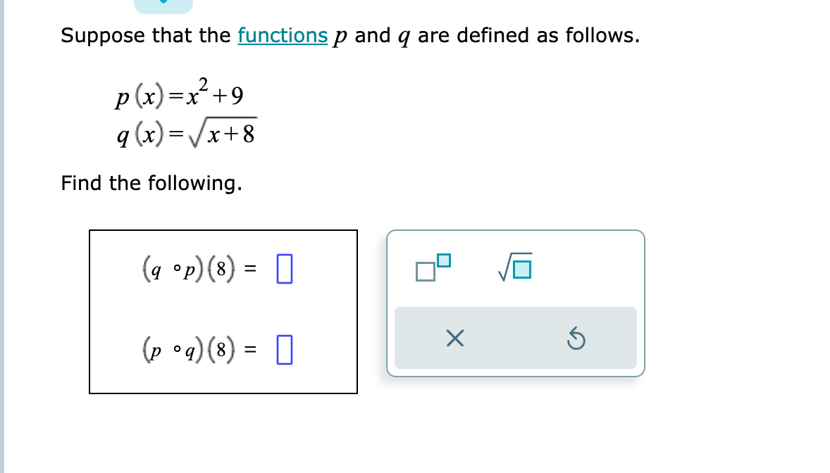 Solved Suppose that the functions p and q are defined as | Chegg.com