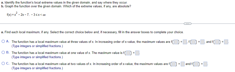 Solved a. Identify the function's local extreme values in | Chegg.com