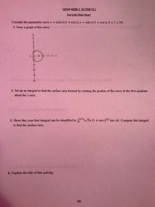 Solved Consider the parametric curve x = (cos t)(1 + cost | Chegg.com