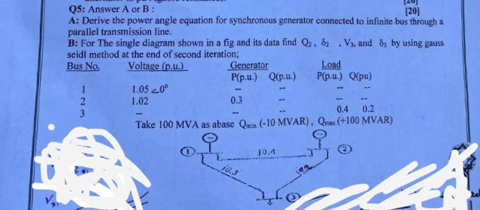 Solved Q5: Answer A or B : [20] A: Derive the power angle | Chegg.com
